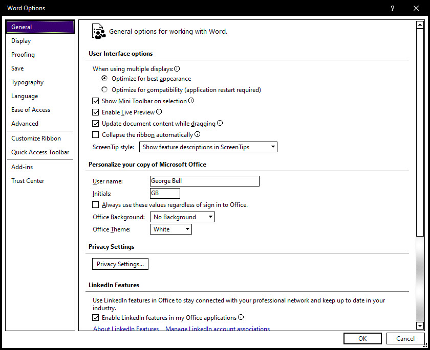 Setting Up Word
